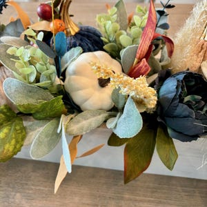 Blue Fall Centerpiece, Fall Pumpkin Table Arrangement, Autumn ...