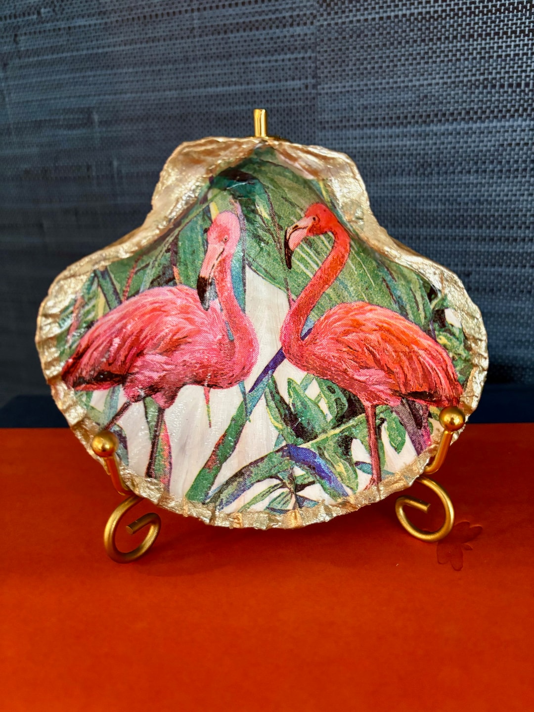 Decoupage Scallop Shell: Flamingo Trinket Dish, Coastal Decor - Etsy