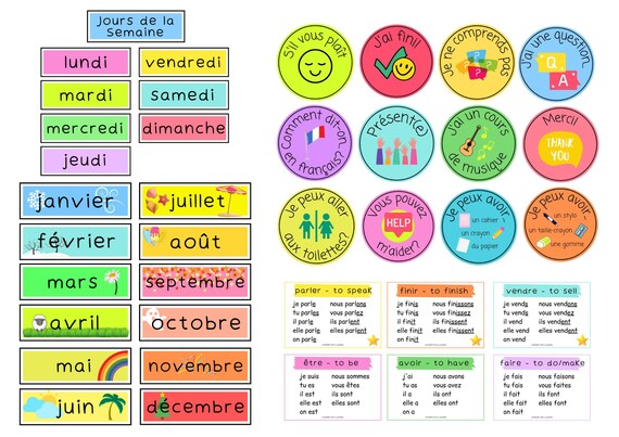 MFL French Classroom Resources Display Posters Days Months - Etsy UK