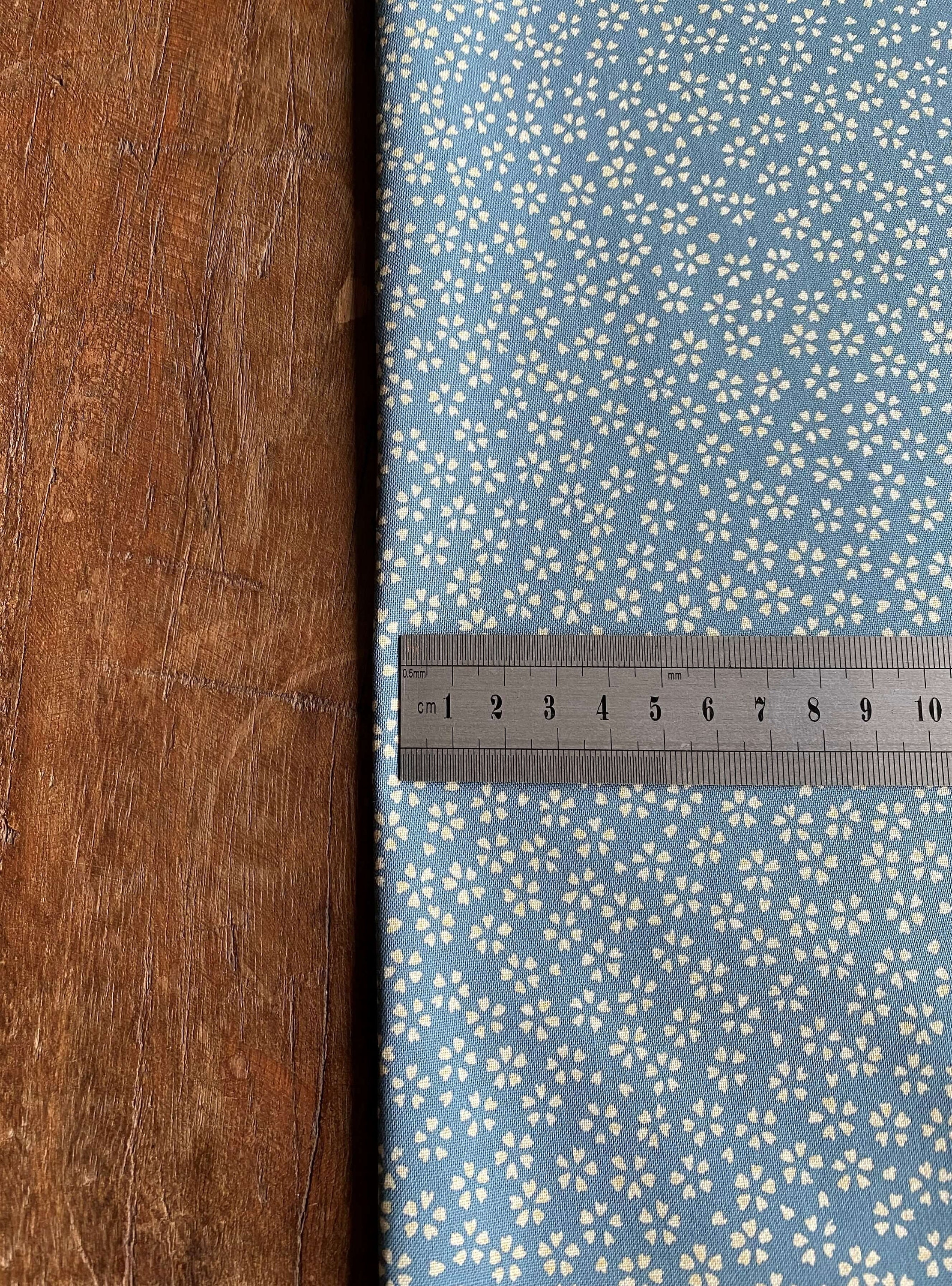 Cotton Fabric, Blue With Floral Design - Etsy