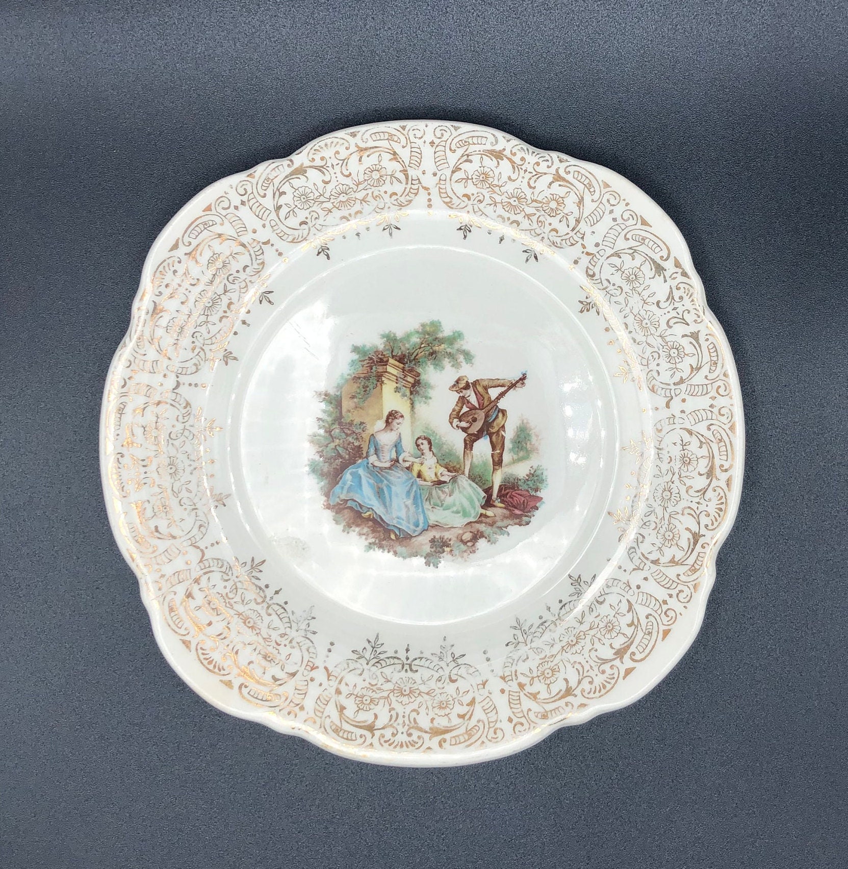 American Limoges TRIUMPH CHINA Dor Warranted 22K Gold Bowl and Plate ...