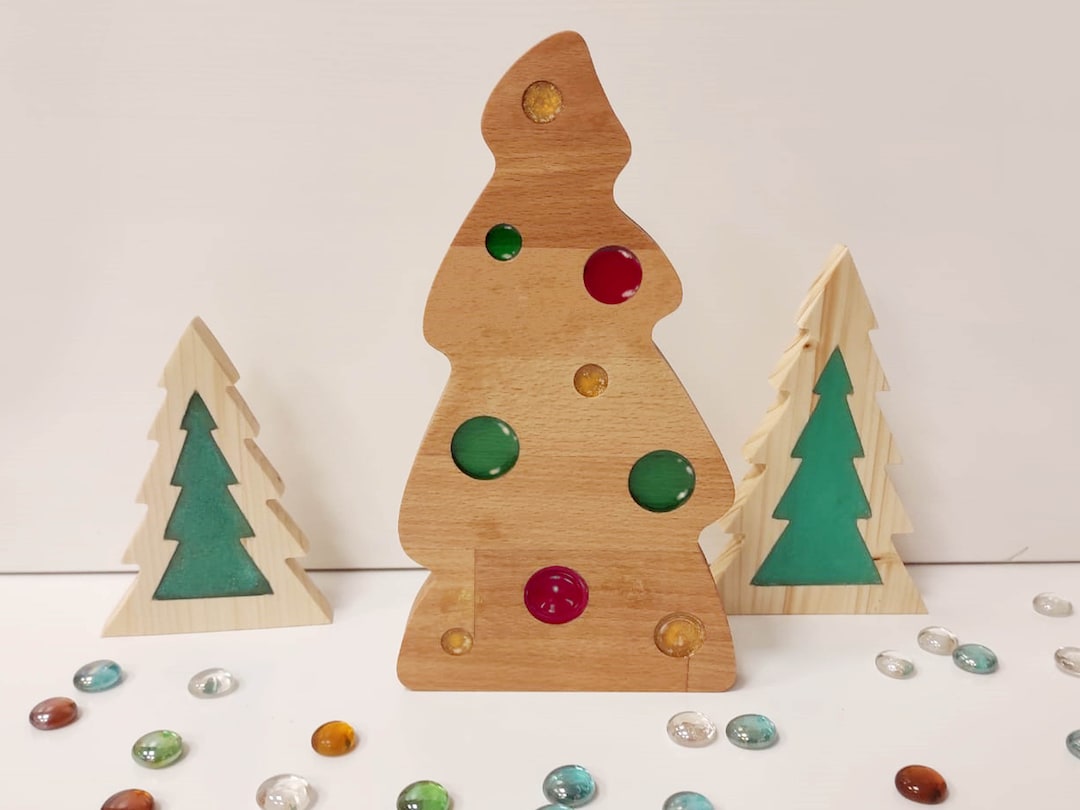 Wooden Christmas Tree With Epoxy Resin Christmas Decoration Christmas ...