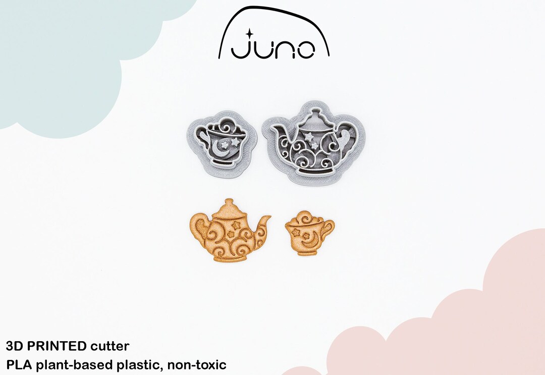 Celestial Teapot Teacup Tea Cup Set Printed Clay, Polymer Clay, Cookie ...