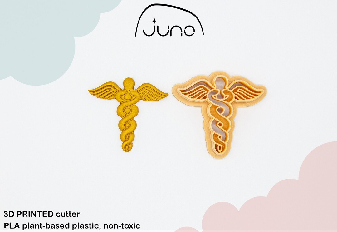 Hermetic, Caduceus, Staff of Hermes Printed Clay, Polymer Clay, Cookie ...