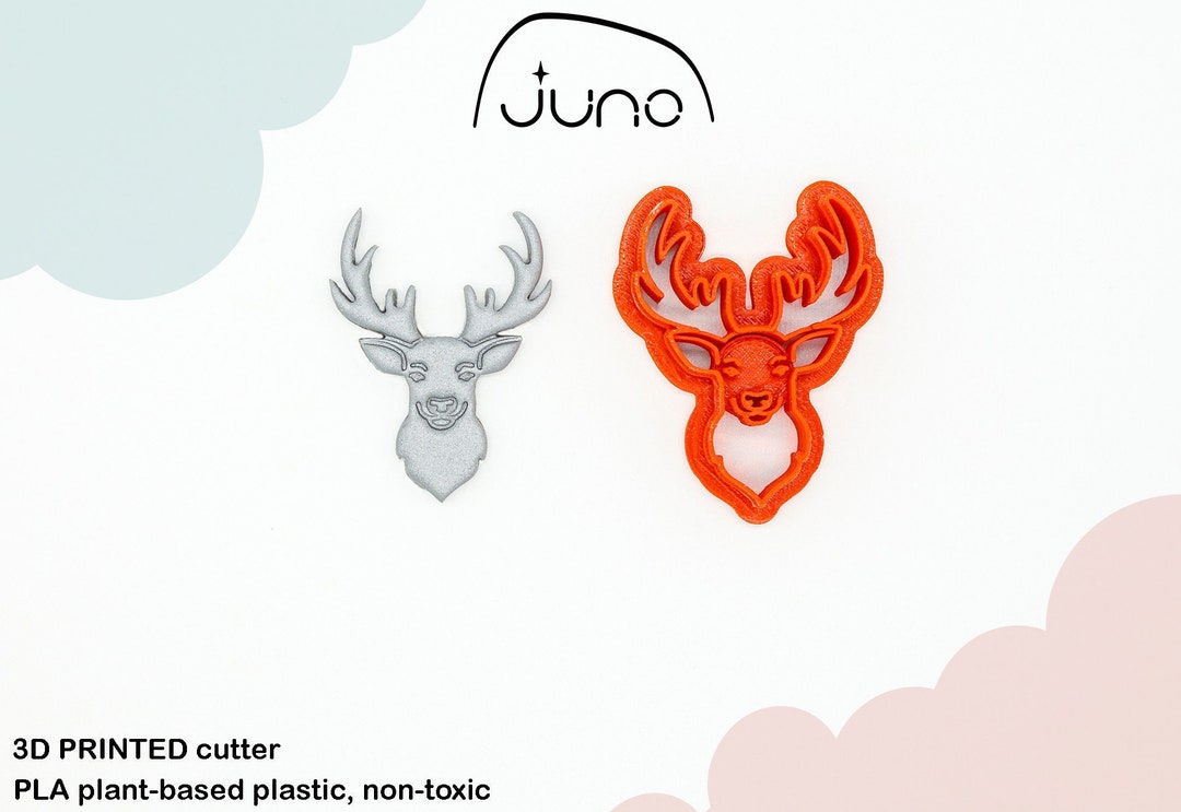 Beautiful Reindeer Head, Stag, Christmas Ornament Printed Clay, Polymer ...