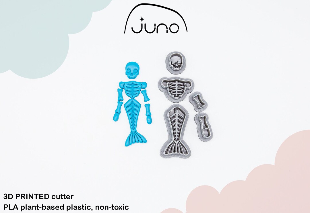Mermaid Skeleton Set Printed Clay, Polymer Clay, Cookie Cutter - Etsy