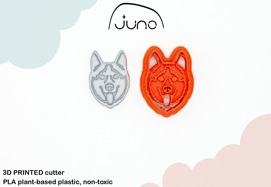 Siberian Husky Face, Dog Cutters, Printed Clay, Polymer Clay, Cookie ...