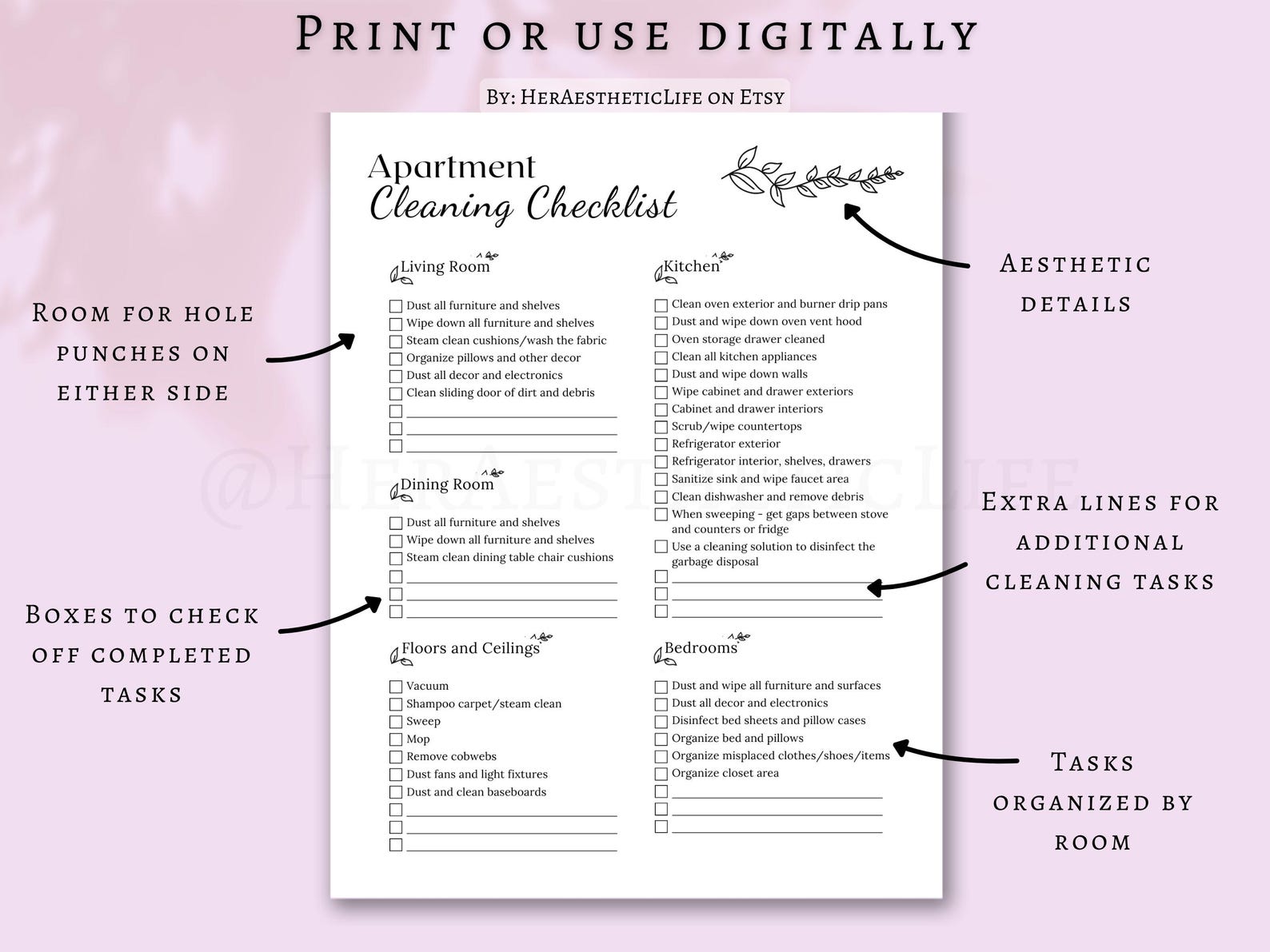 Move in Move Out Apartment Cleaning Checklist Template | Editable ...