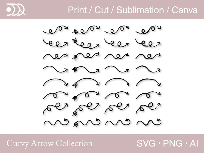 Curvy Arrow Svg, Arrow Collection Svg, Swirly Arrows Png, Arrow Svg ...