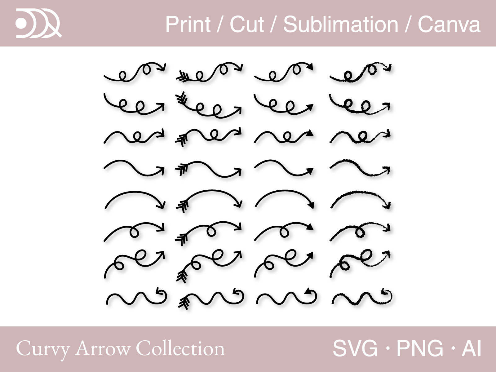 Curvy Arrow Svg, Arrow Collection Svg, Swirly Arrows Png, Arrow Svg ...