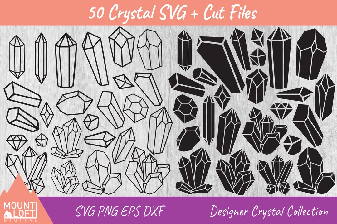 Crystal SVG Cut File Collection 50 Spiritual Crystal Designs for Cricut ...