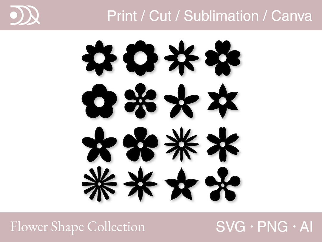 Flower Svg, Floral Shape Svg Collection, Flower Png, Ai, Flower Shape ...