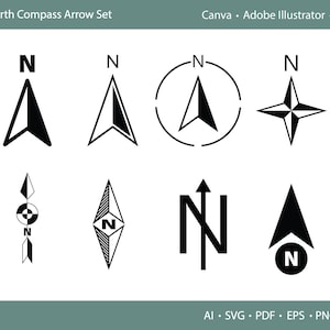 North Arrow Compass SVG, Navigation Clipart for Cricut, Canva (digital ...