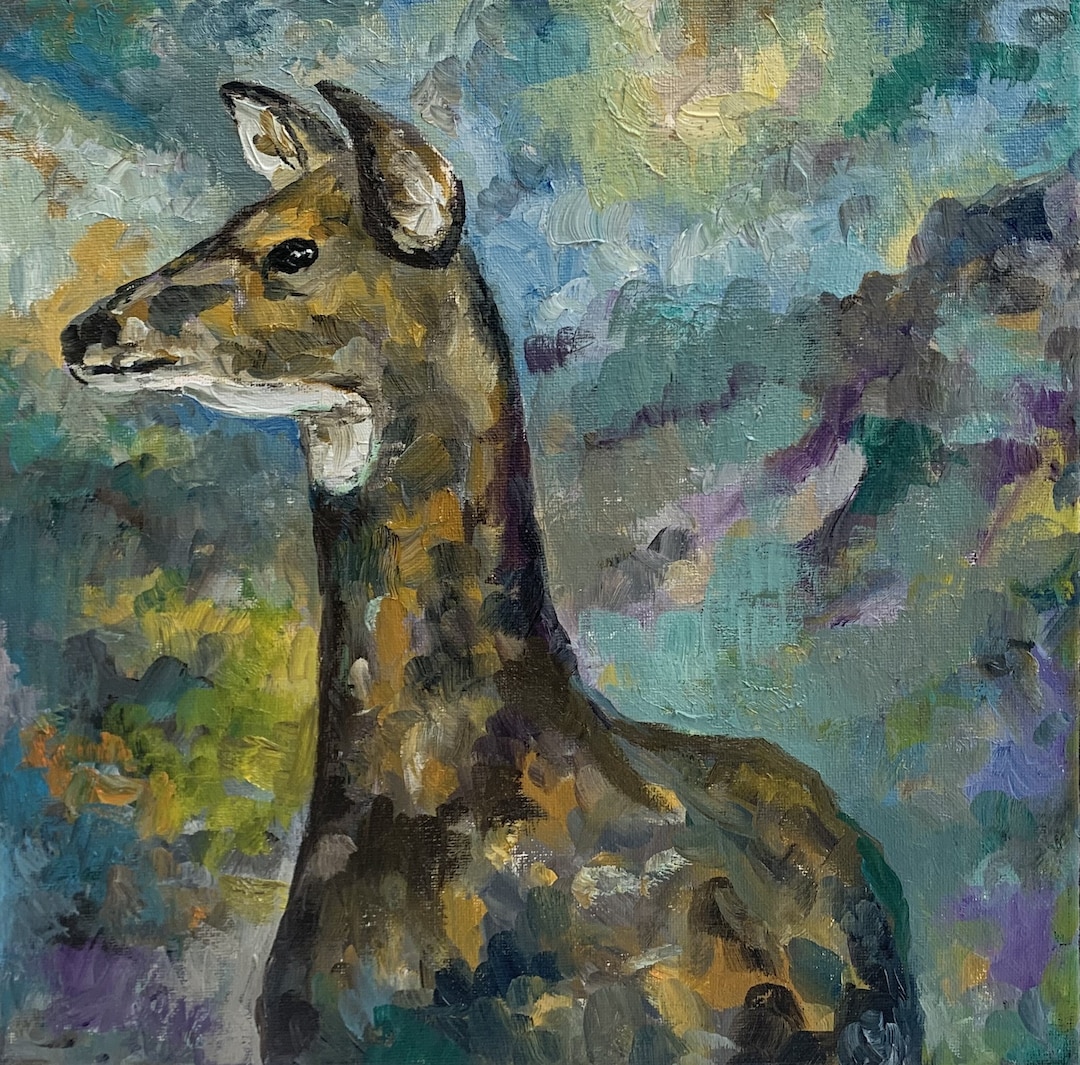 Deer Painting Deer Abstract Painting Deer Oil Painting Deer - Etsy