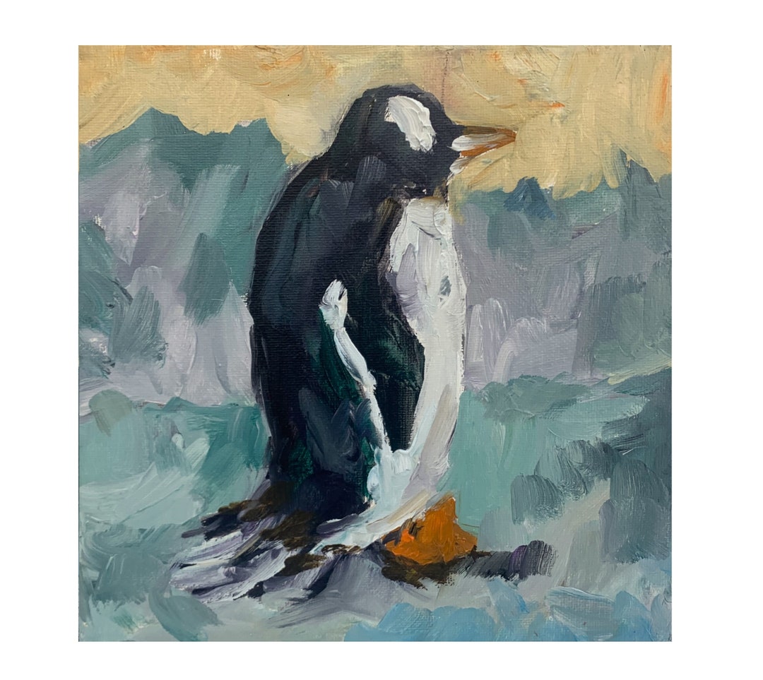 Penguin Painting Penguin Abstract Painting Penguin Oil Painting Penguin ...