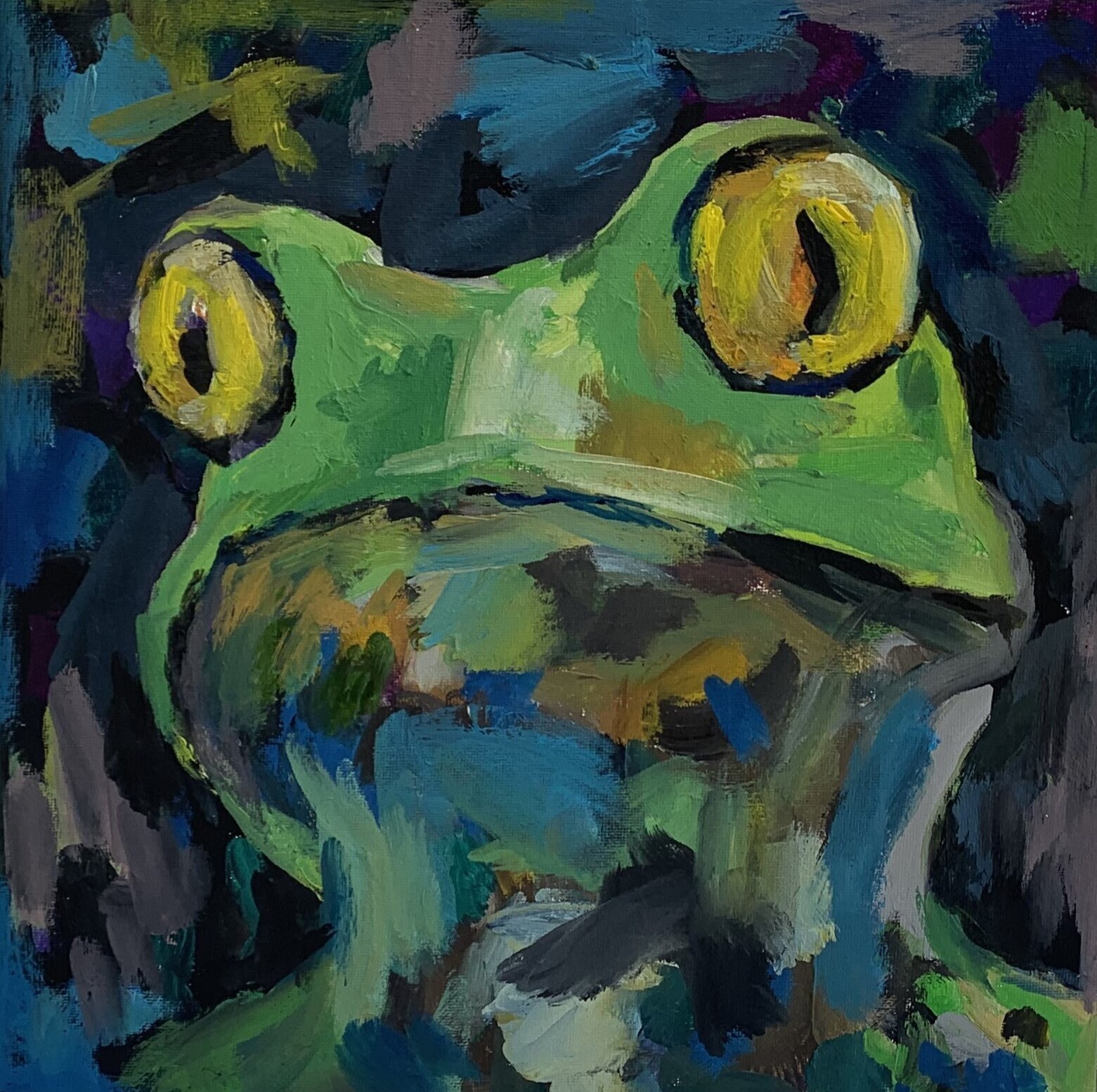 Frog Painting Frog Abstract Painting Frog Oil Painting Frog Wall ...