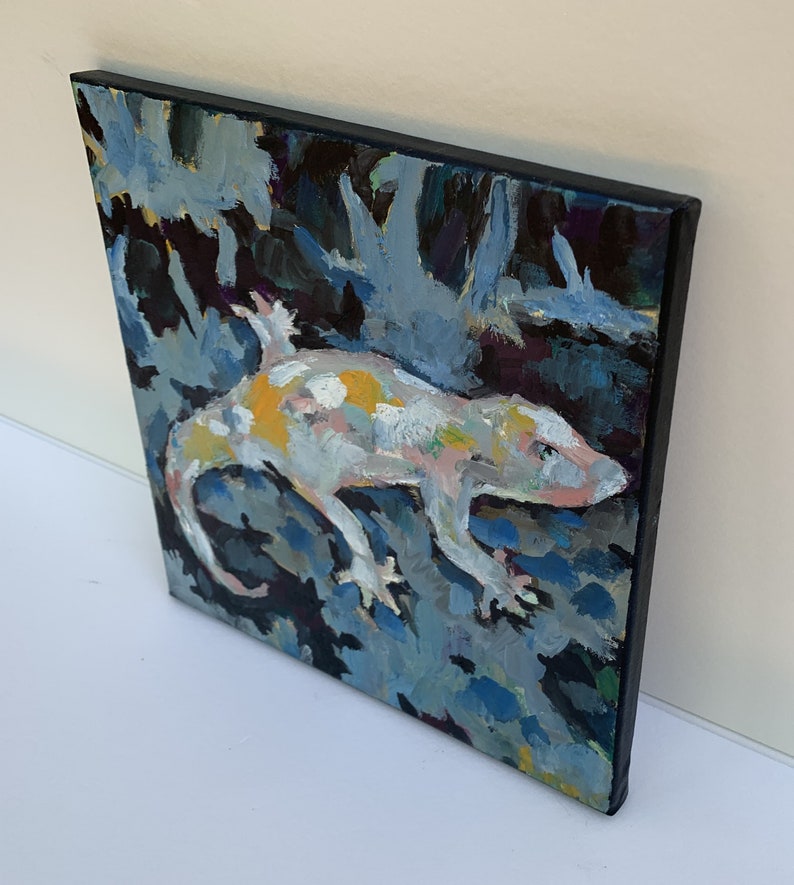 Original Lizard Oil Painting – Wildlife Wall Art – Abstract Lizard Fine ...