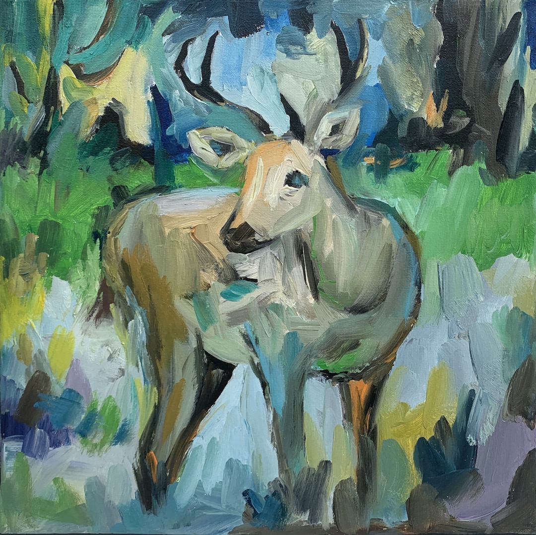 Deer Painting Deer Abstract Painting Deer Oil Painting Deer Wall ...