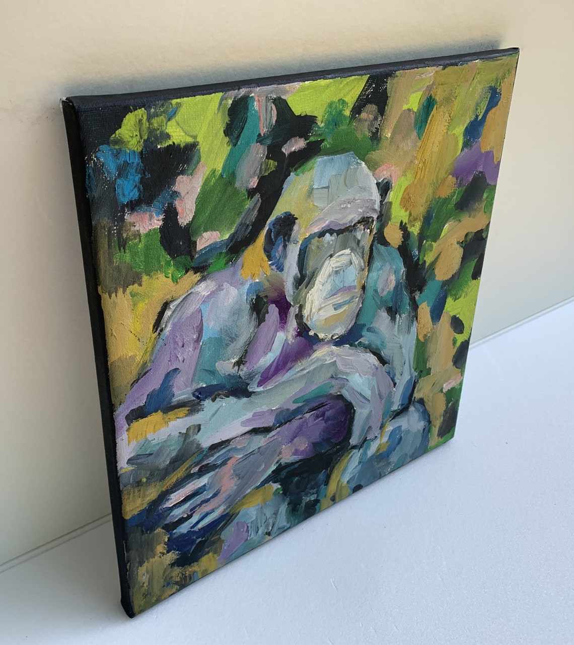 Original Chimpanzee Oil Painting – Wildlife Wall Art – Abstract ...