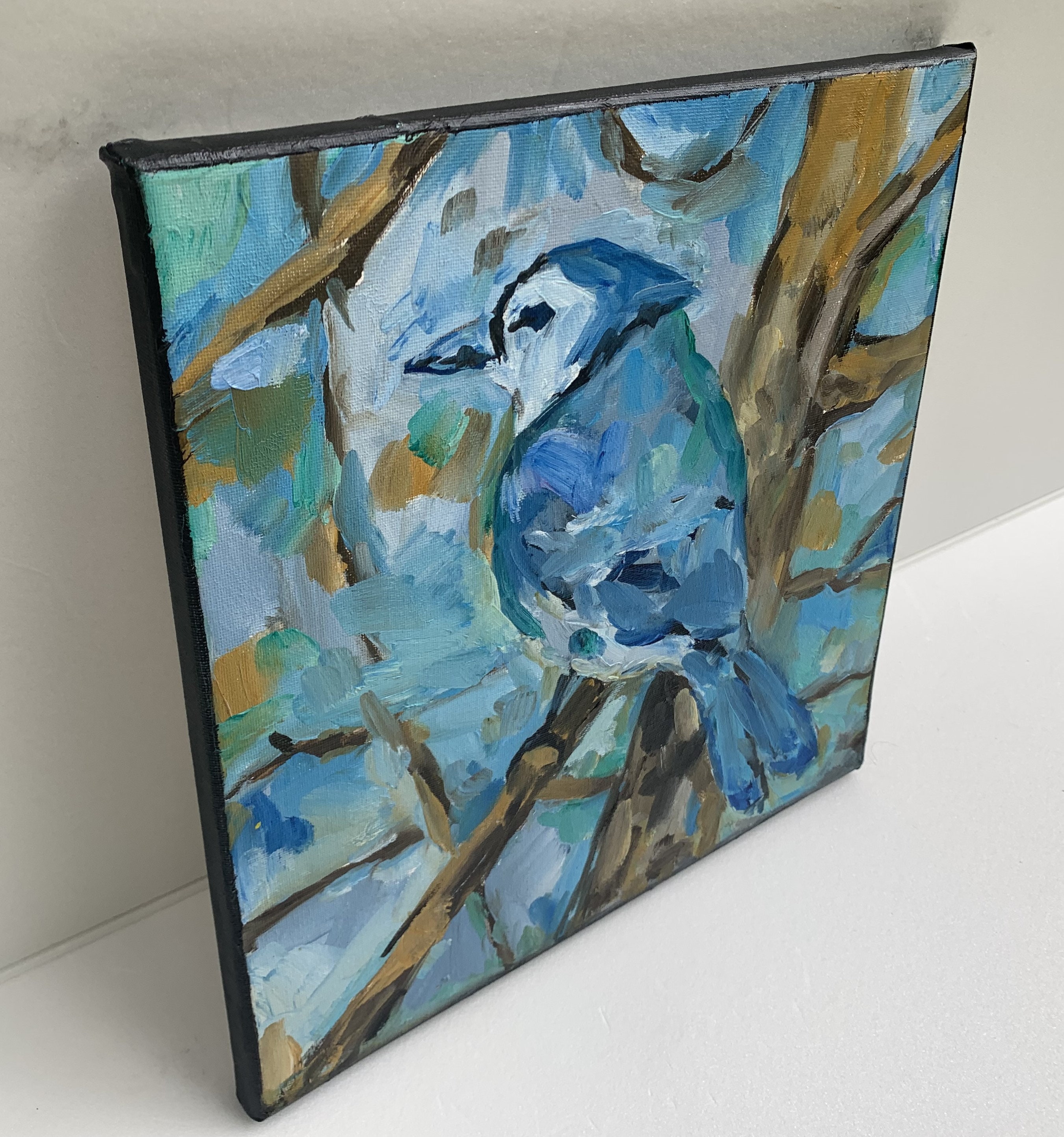 Blue Jay Painting Blue Jay Abstract Painting Blue Jay Oil Painting Blue ...