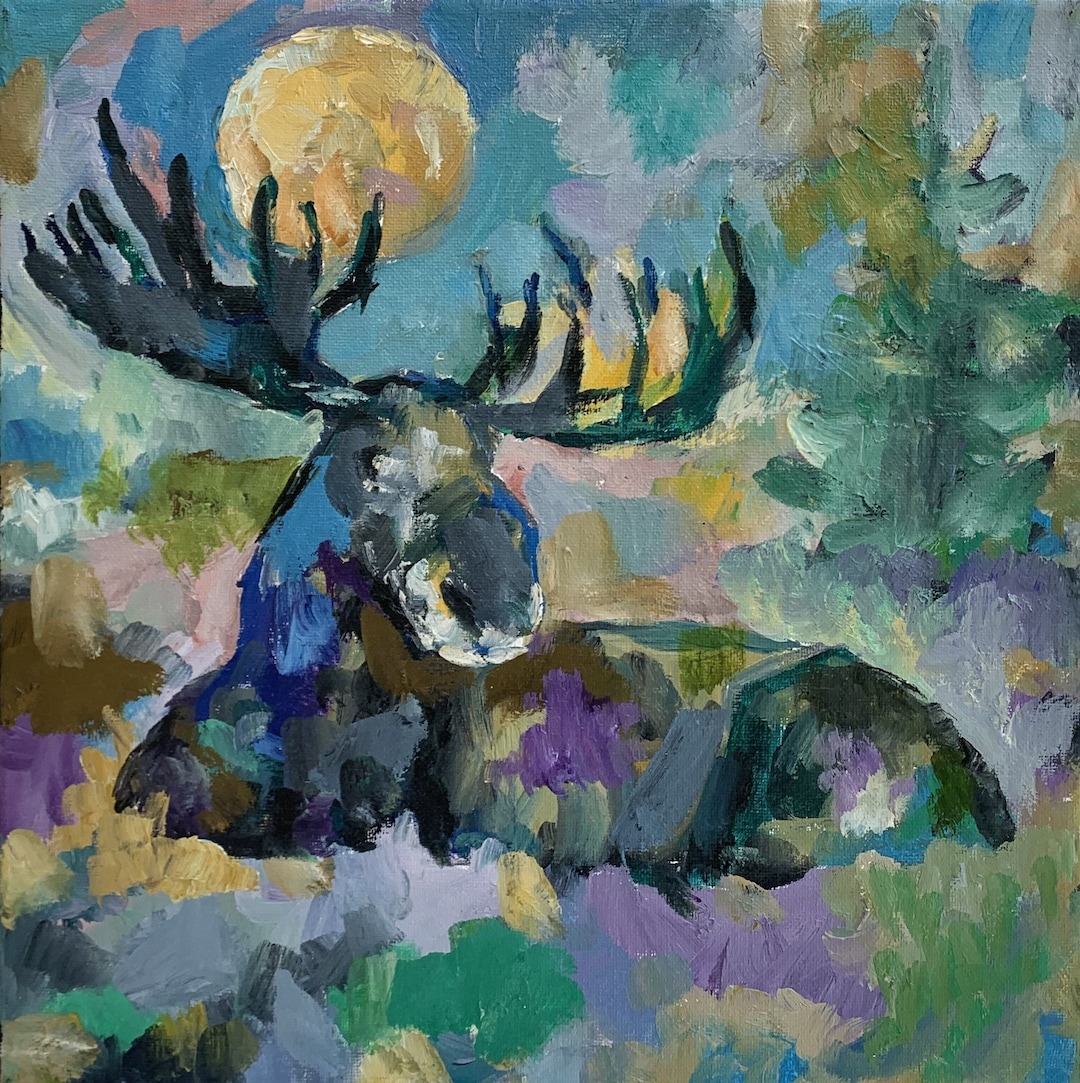 Moose Painting Moose Abstract Painting Moose Oil Painting - Etsy