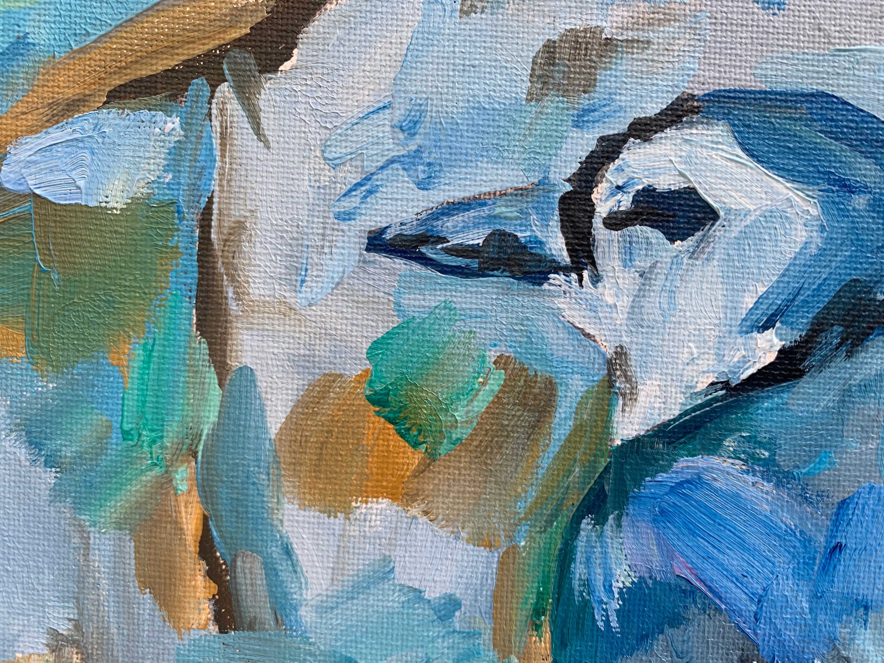 Blue Jay Painting Blue Jay Abstract Painting Blue Jay Oil Painting Blue ...