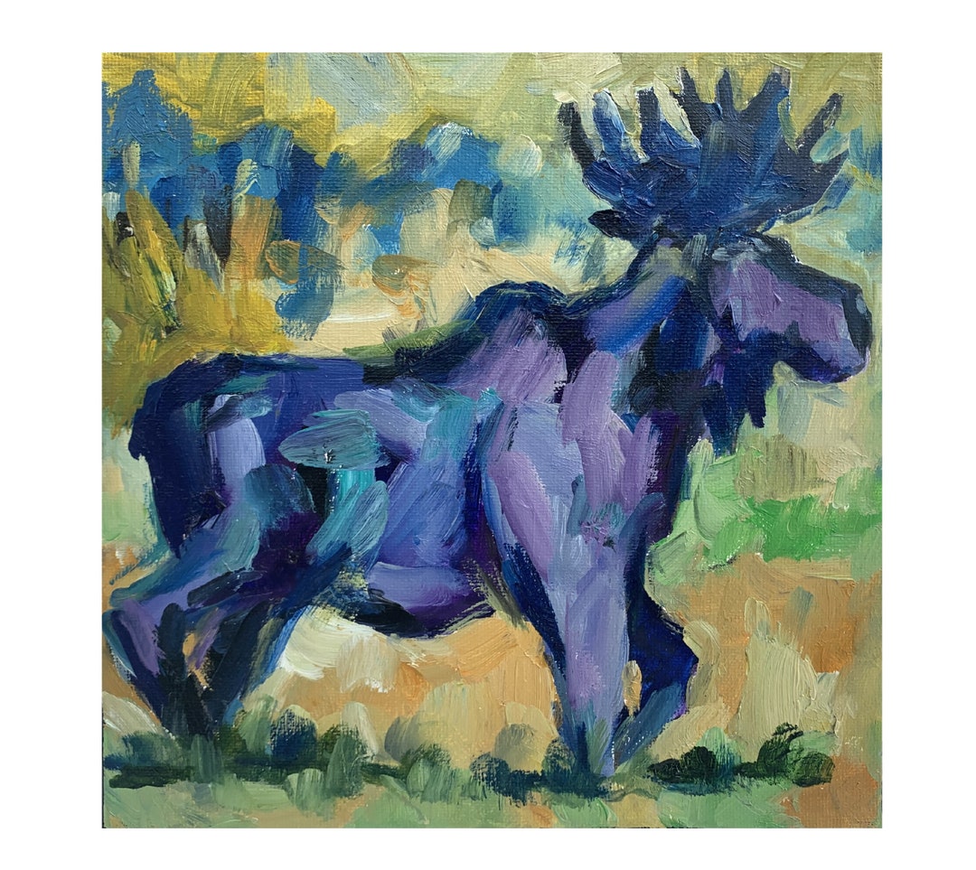 Moose Painting Moose Abstract Painting Moose Oil Painting Moose Wall ...