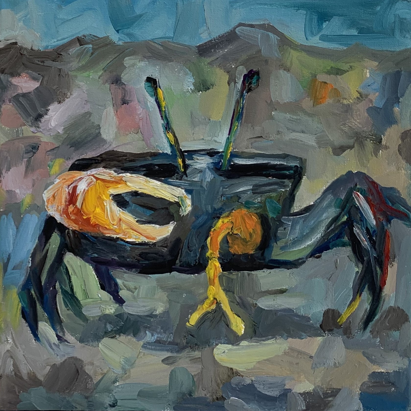 Crab Painting Crab Abstract Painting Crab Oil Painting Crab Wall ...