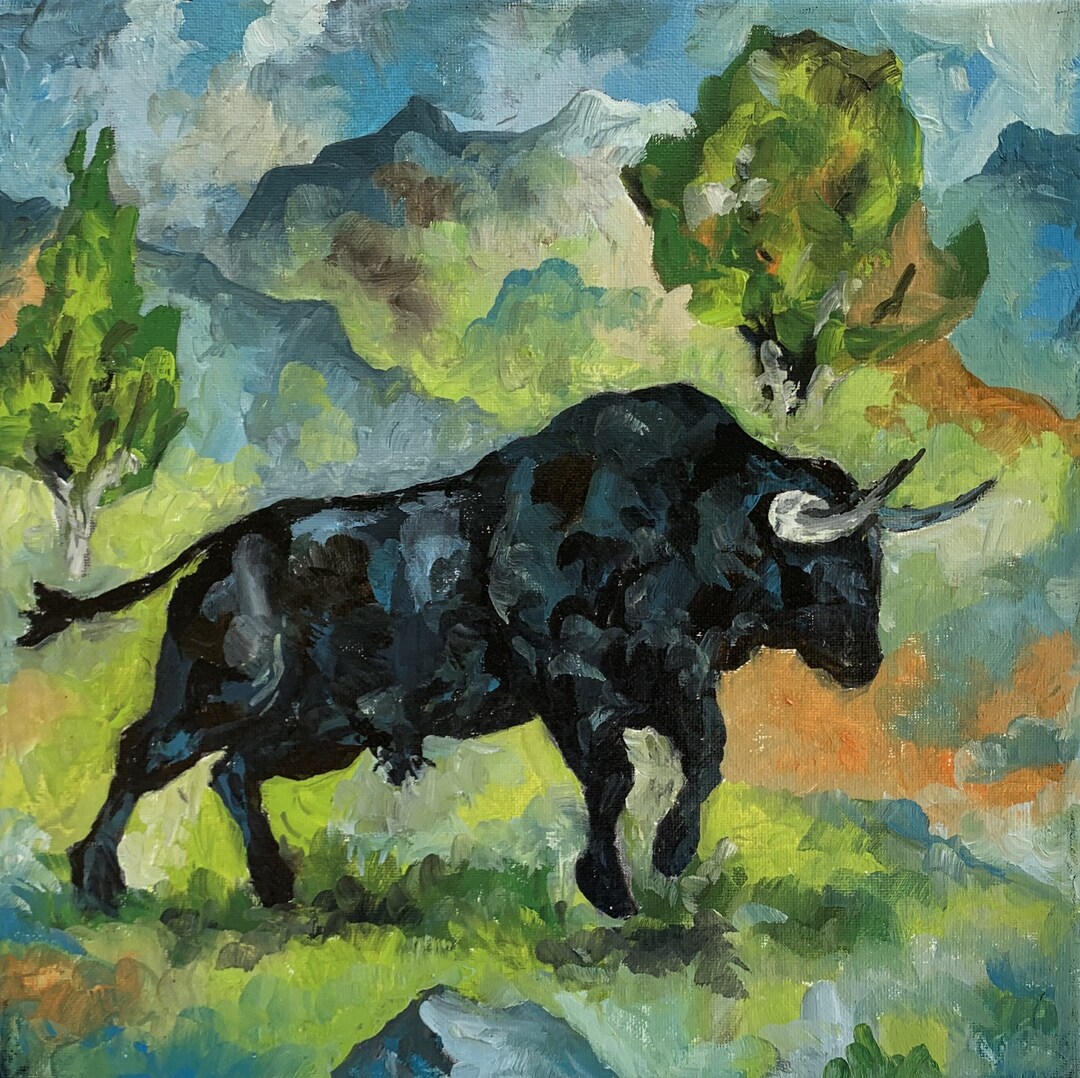 Bull Painting Bull Abstract Painting Bull Oil Painting Bull Wall ...