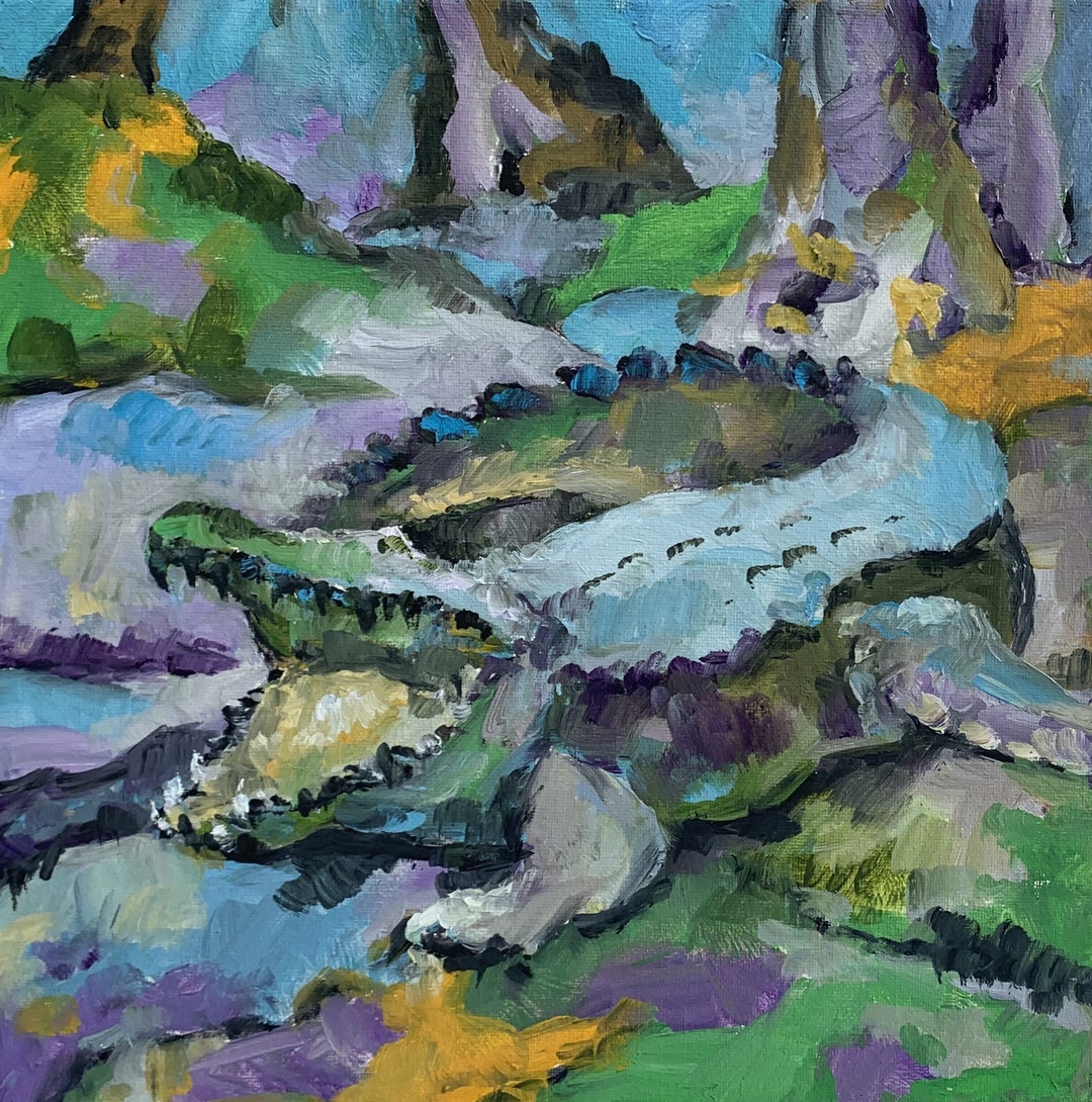 Alligator Painting Alligator Abstract Painting Alligator Oil Painting ...