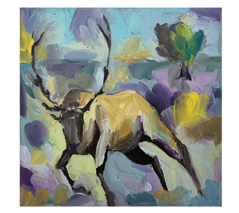 Elk Painting Elk Abstract Painting Elk Oil Painting Elk Wall Painting ...