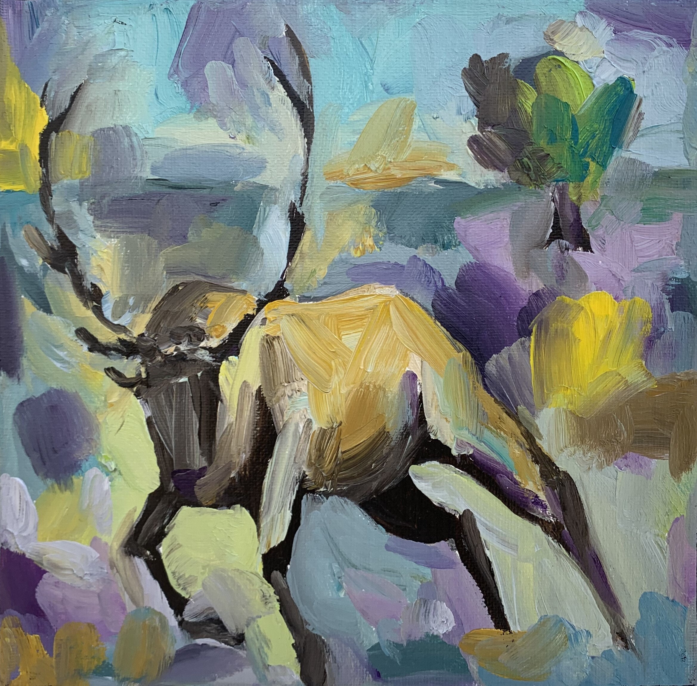 Elk Painting Elk Abstract Painting Elk Oil Painting Elk Wall Painting ...