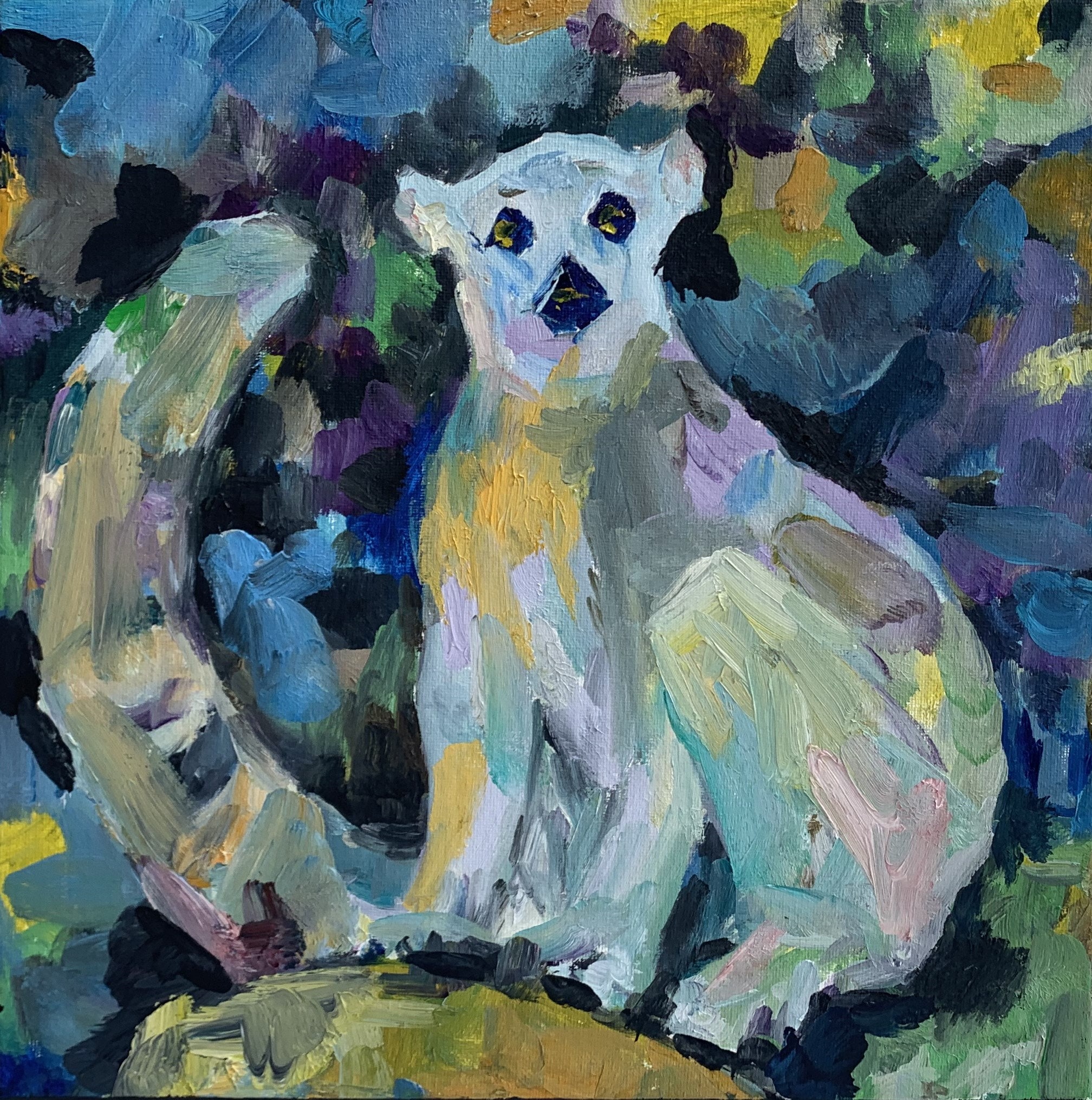 Lemur Painting Lemur Abstract Painting Lemur Oil Painting Lemur Wall ...