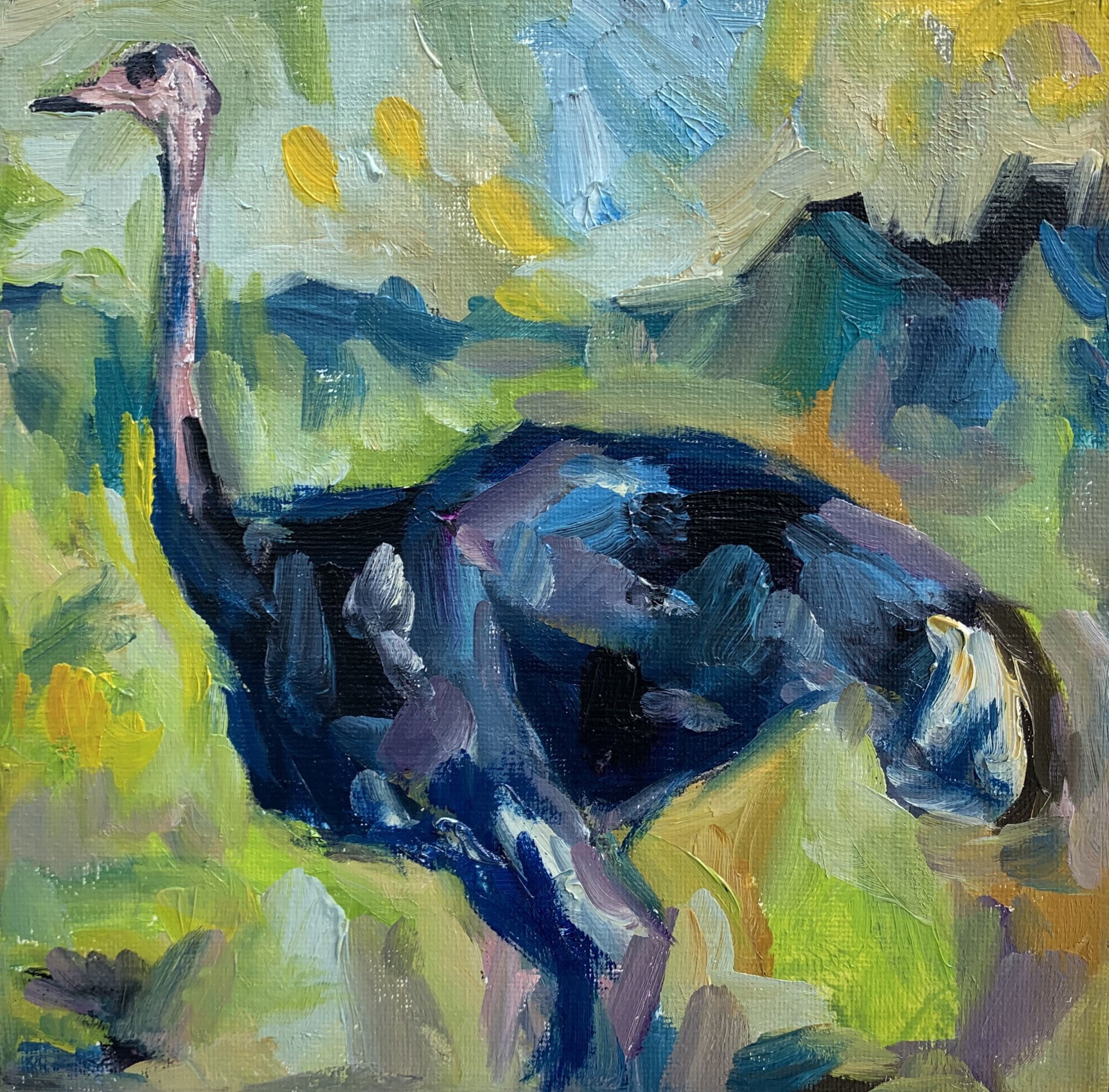 Ostrich Painting Ostrich Abstract Painting Ostrich Oil Painting Ostrich ...