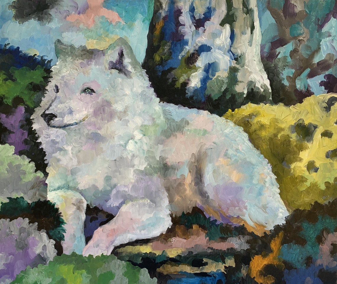Original Wolf Oil Painting – Wildlife Wall Art – Abstract Wolf Fine Art ...