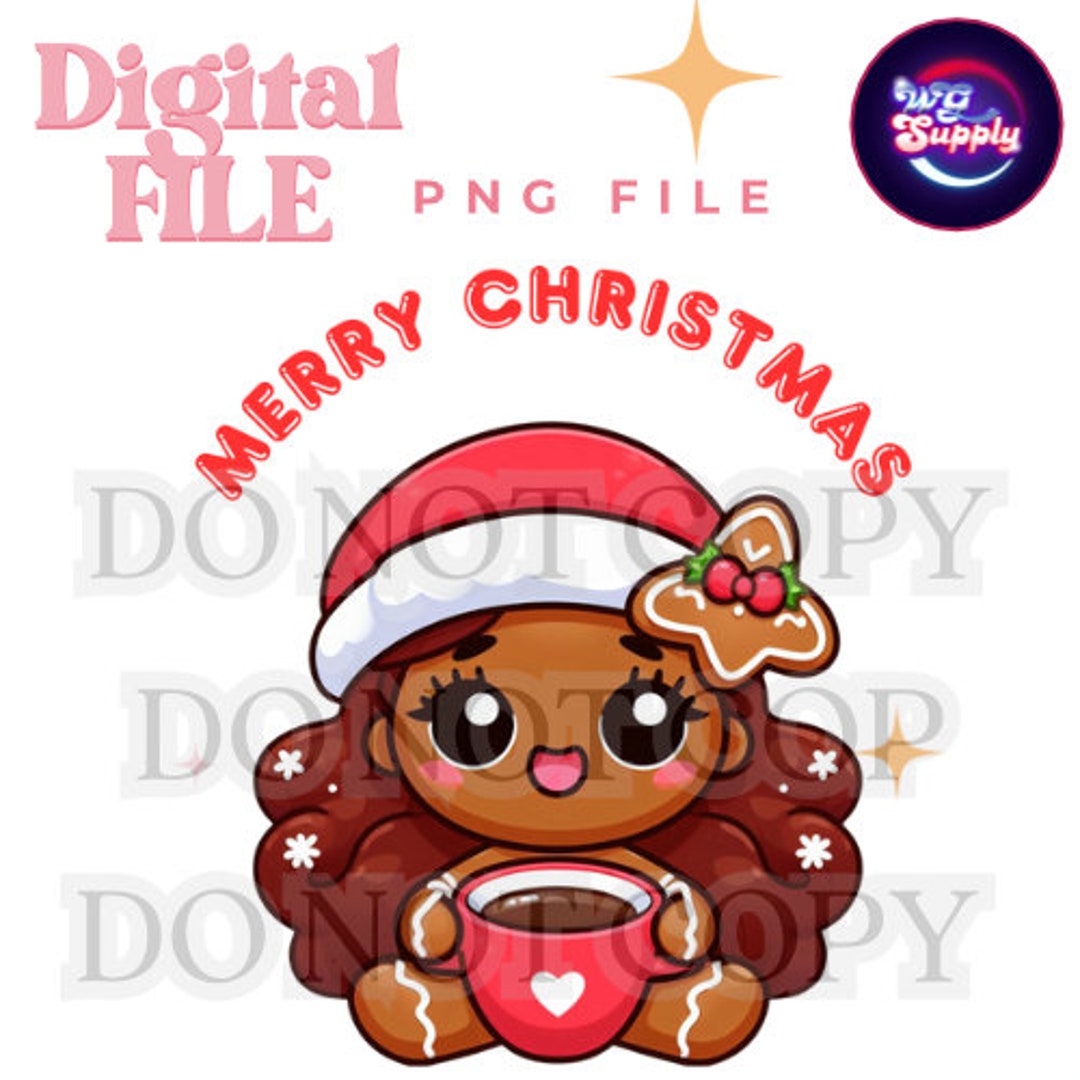 Cute Kawaii Girl Cafecito Ginger Png, Christmas Cafecito, Gingerbread ...