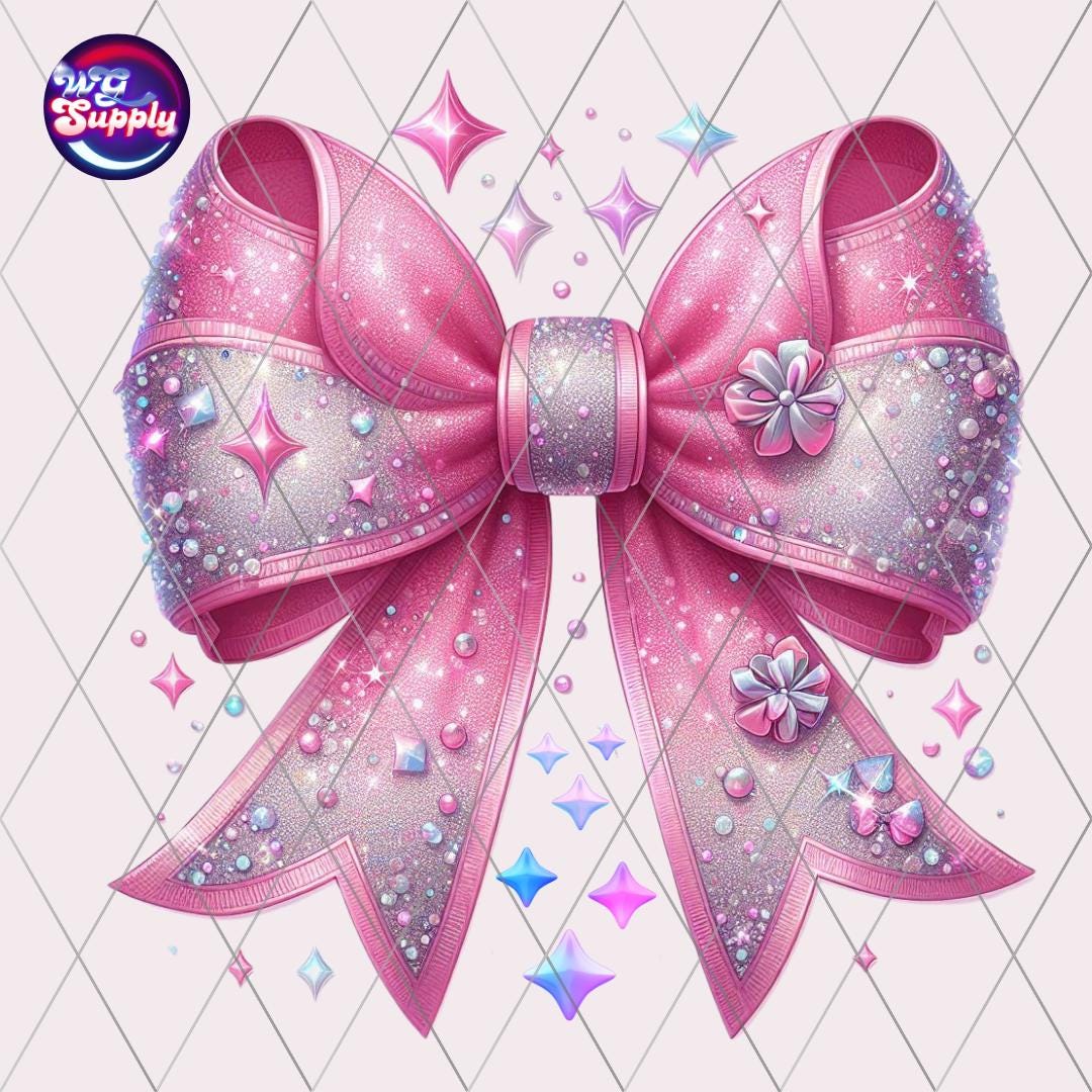 Pink 3D Coquette ,bow Png ,diamonds Glitter Bow,3d Bow , Ribbon Png ...