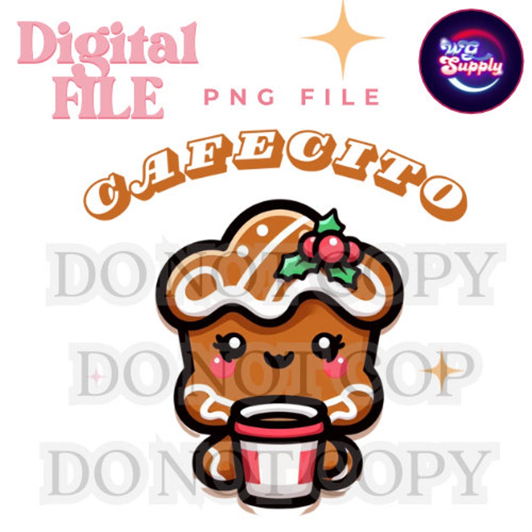 Cute Kawaii Cafecito Gingerbread Png, Christmas Cafecito, Gingerbread ...