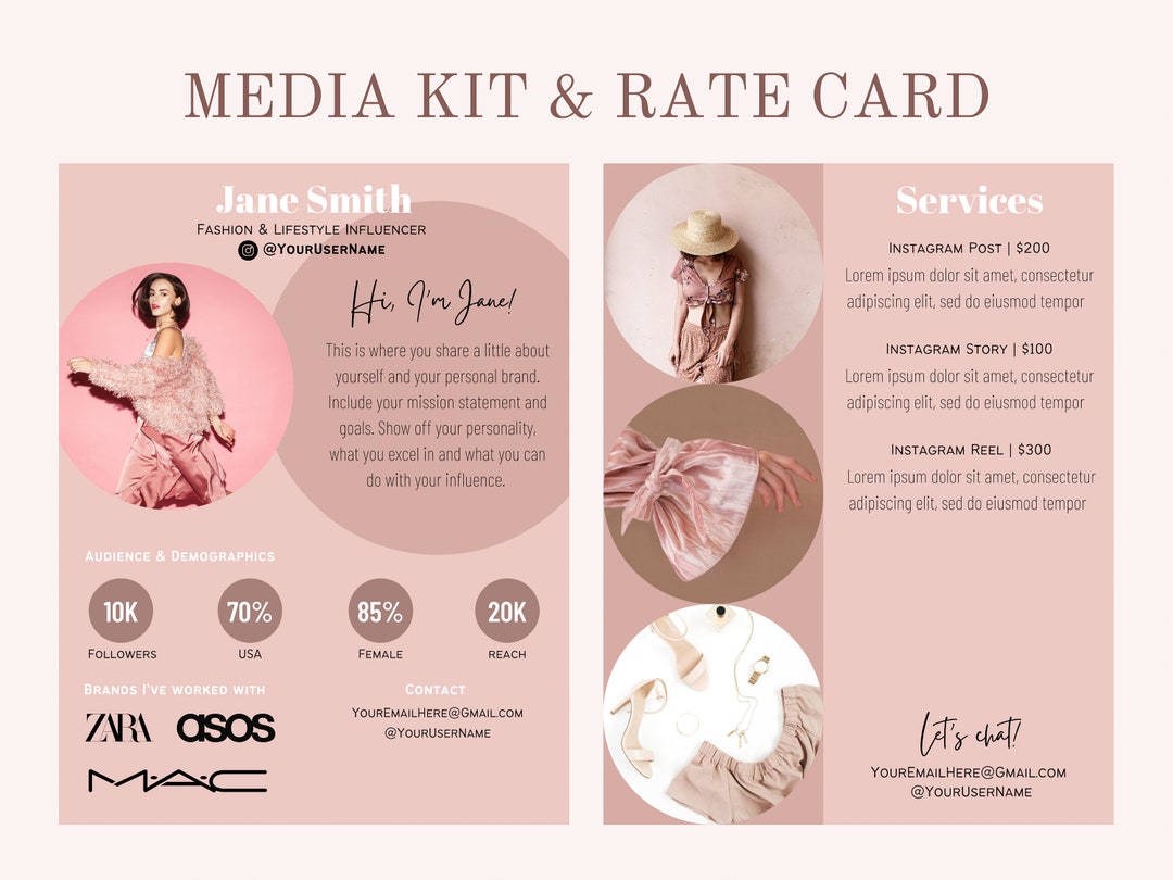 Media Kit Rate Card Media Kit Template Canva Template - Etsy