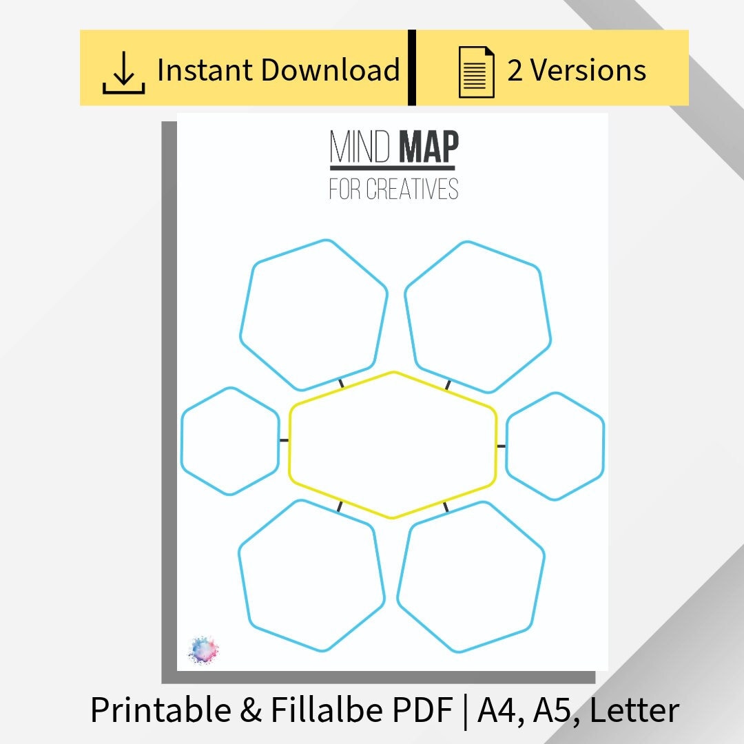 Printable Mind Map Planner for Creatives, the Perfect Idea Board, Mind ...