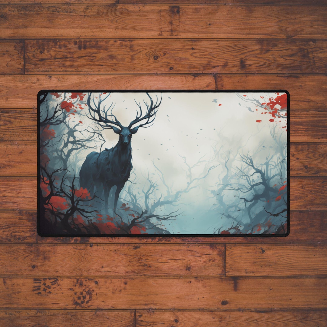 Mystic Forest Stag MTG Playmat | Dark Fantasy Deer Art for Magic the ...