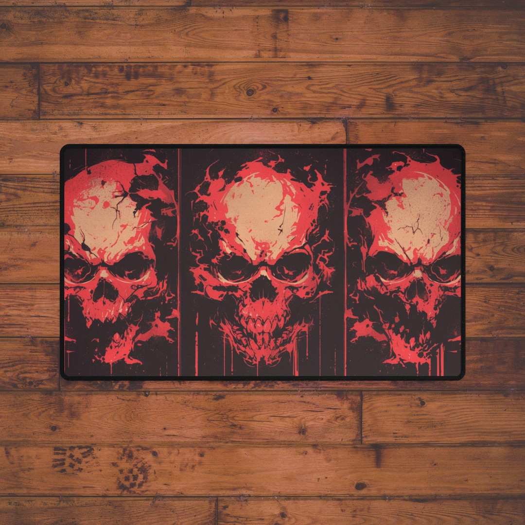 Flaming Skull Trio MTG Playmat | Horror Art Game Mat for Magic the ...