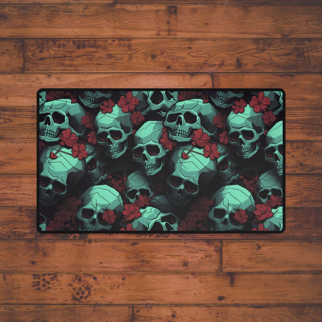 GM08 | Skull and Flower MTG Playmat | Gothic Skull Design Tabletop Mat ...