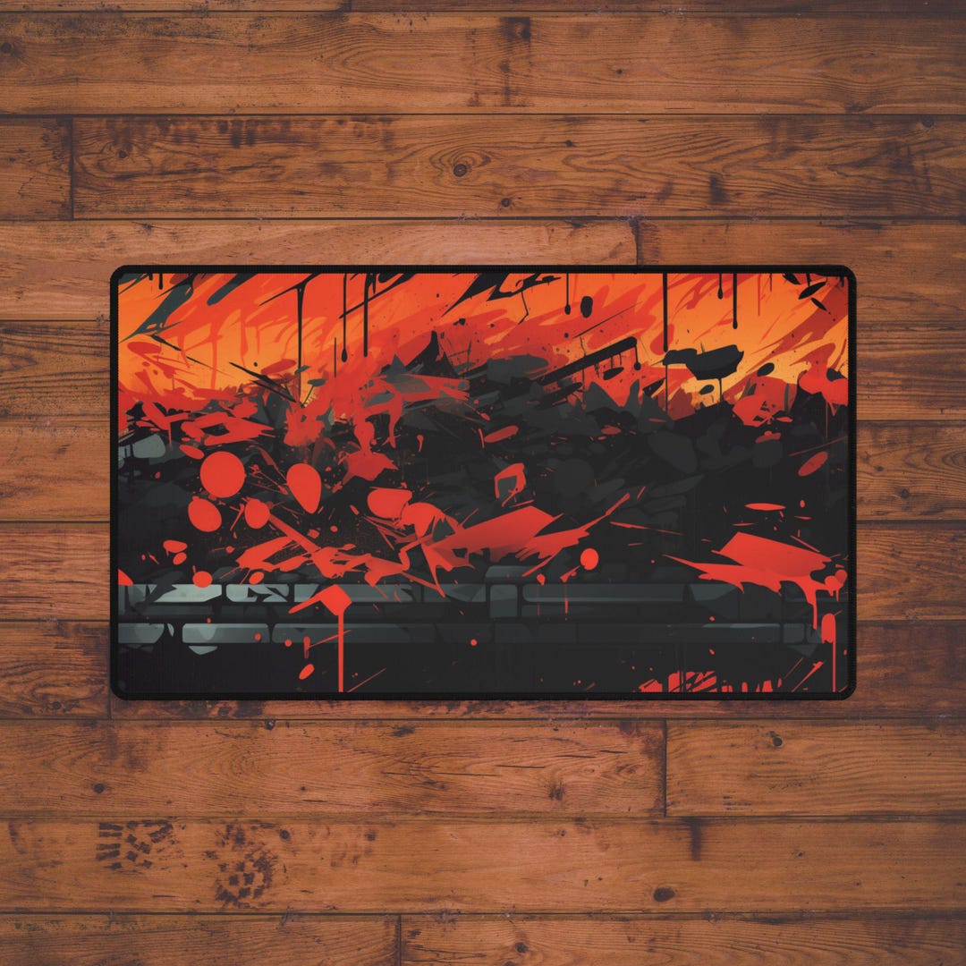 Chaos Eruption MTG Playmat Abstract Red and Black Art Commander Mat for ...