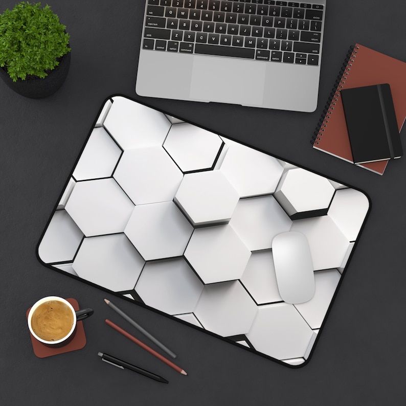 DM11 - White Hexagons | Sizes up to 36in X 18in | Gift for Gamer, Gift ...