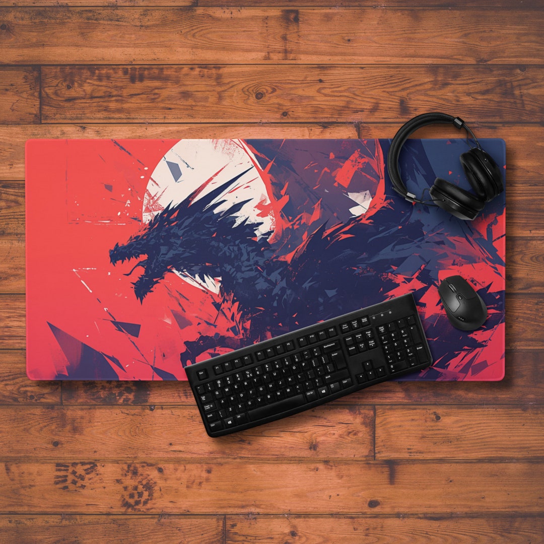 DM135 - Red Black Dragon | Sizes up to 36in X 18in | Gift for Gamer ...