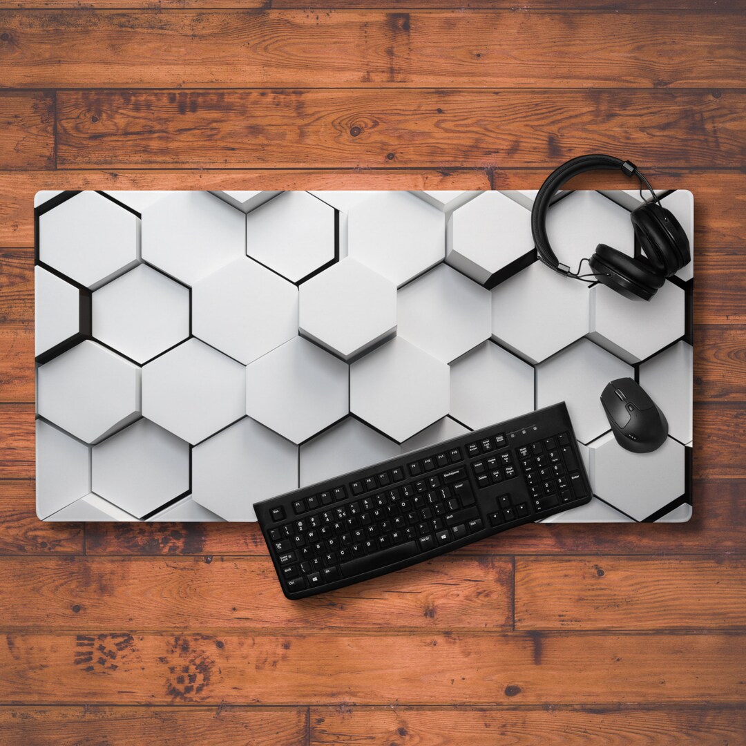 DM11 - White Hexagons | Sizes up to 36in X 18in | Gift for Gamer, Gift ...