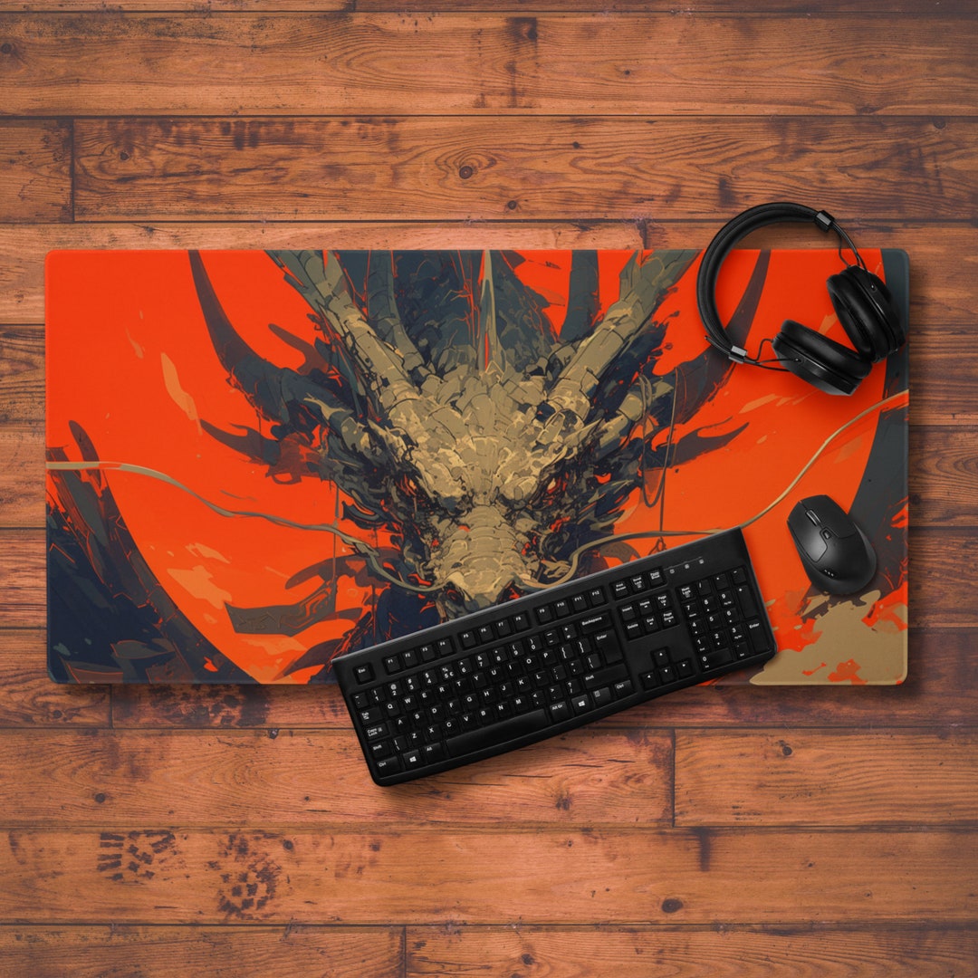 DM132 - Red Black Dragon | Sizes up to 36in X 18in | Gift for Gamer ...