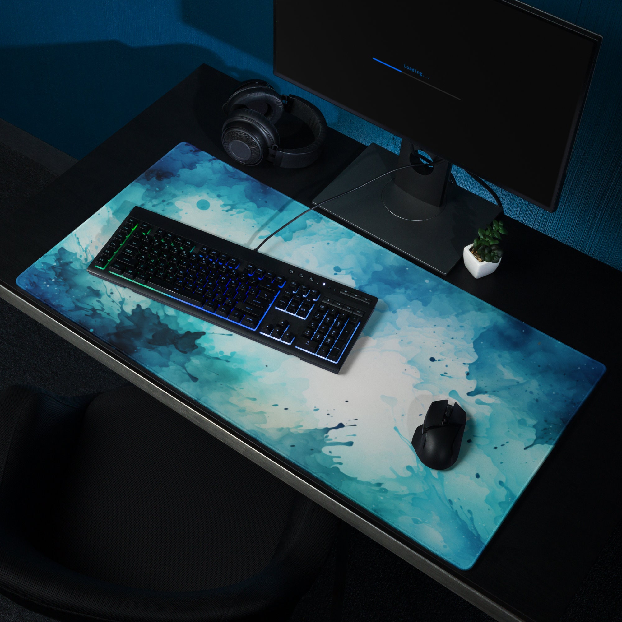 DM77 Blue Splatter Sizes up to 36in X 18in Gift for Gamer, Gift for ...