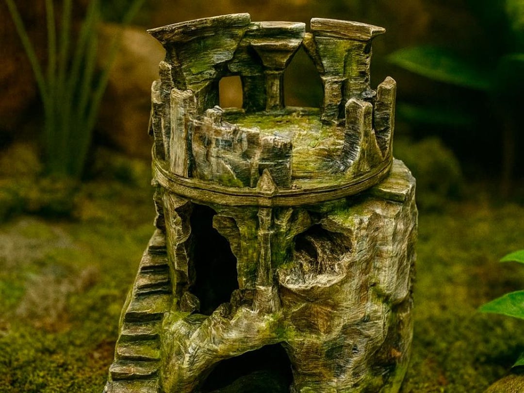 AQ15 - Ancient Tower Aquarium Decor Unpainted 3D Printed Fish Hide ...